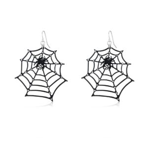 1 pair big spider web earrings for women black spider rhinestone dangle drop earrings halloween party costume accessories jewelry birthday gifts