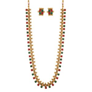 i jewels 18k gold plated indian traditional wedding bollywood golden necklace jewellery with earrings for women & girls (mc041qg)