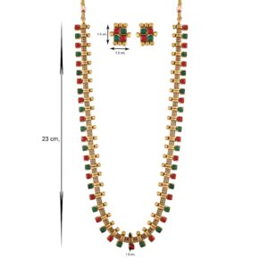 I Jewels 18K Gold Plated Indian Traditional Wedding Bollywood Golden Necklace Jewellery With Earrings For Women & Girls (MC041QG)