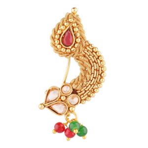 efulgenz indian nose rings for women traditional nose nath crystal kundan faux pearl clip on nose ring pin stud fake septum ring non piercing body jewelry press nose rings for women indian