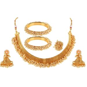 efulgenz indian jewelry sets for women gold tone pearl choker necklace indian bollywood faux pearl beads bridal choker necklace earrings bracelet bangles ring jewelry set