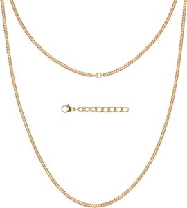 silvadore real gold chain for women mens necklace non tarnish miami cuban links - 2mm 18 inch 18k plated solid stainless steel - thin fake cadena cubana para hombre short small jewelry gift