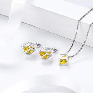 Aurora Tears Birthstone November Jewelry Sets 925 Sterling Silver Women Birth Crystal Stone Necklace Earrings Sets Birthday Jewellery DS0028N