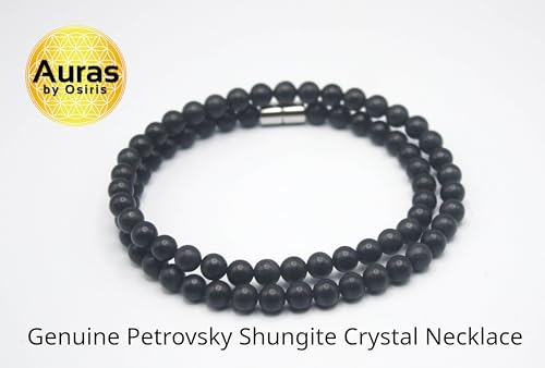 Mens/Womens Jewelry Protection Gemstone Healing Crystal Necklaces Handmade By Master Shaman Made in USA 17/20/25/30 inch 6/8/10/12mm Bead Diameter (30, 01: 6mm Shungite)