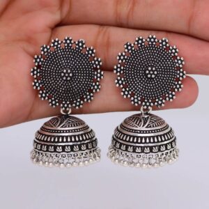 Jaipur Mart Oxidised Plated Jhumka Indian Unique Ethenic bollywood Earrings Jewellery