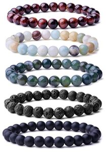 wrcxstone natural 8mm gorgeous semi-precious gemstones healing crystal stretch beaded bracelet unisex