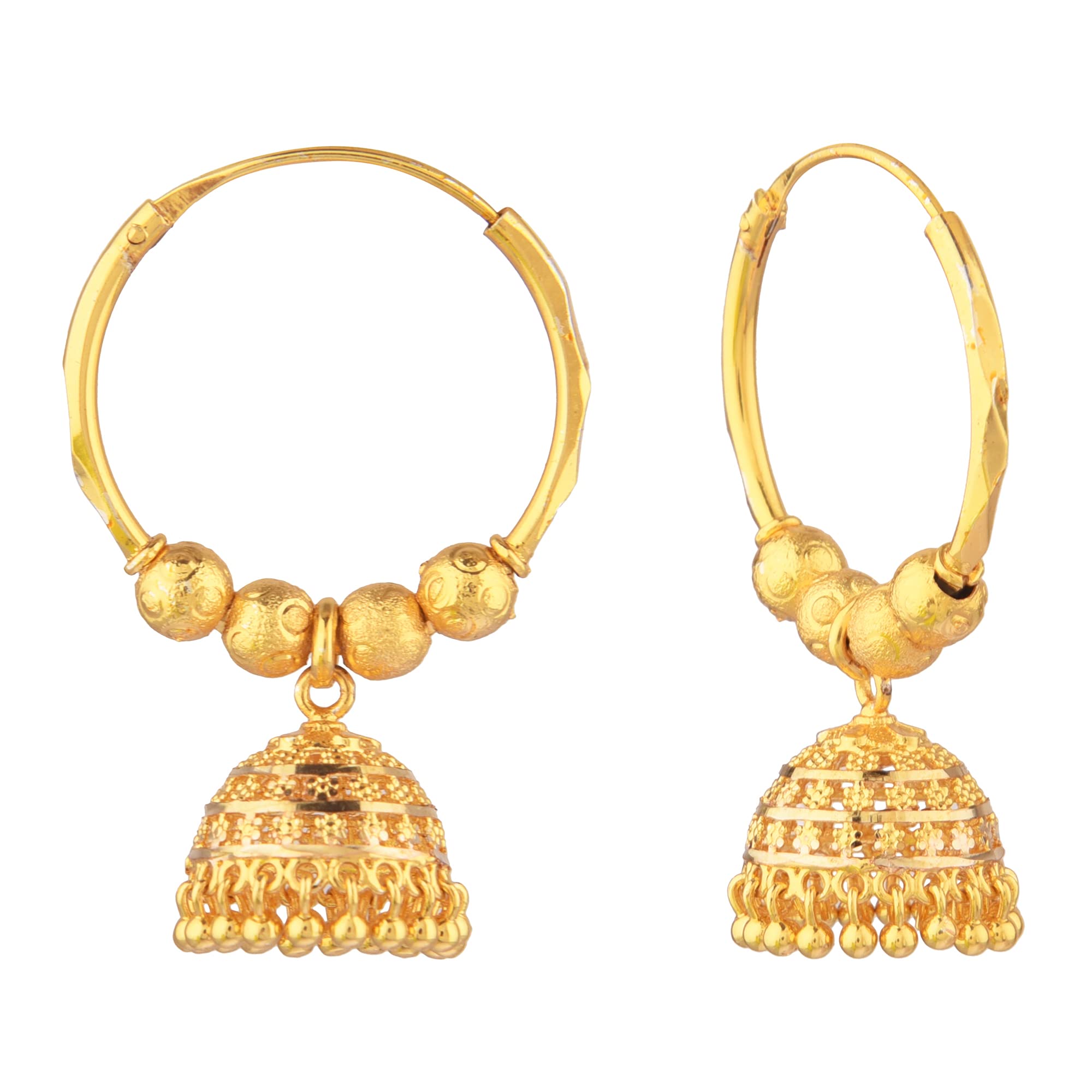 Efulgenz Gold Tone Jhumka Jhumki Hoop Earrings Indian Earrings for Women Traditional Bollywood Jhumka Jhumki Dangle Earrings Set for Women Indian Jewelry for Women Earrings