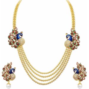 efulgenz indian jewelry sets for women indian bollywood multi layered traditional crystal beaded wedding temple necklace peacock earrings jewelry set