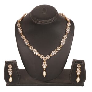 Sunsoul By Touchstone Indian Beautiful Exclusively Handcrafted Mughal Era Marquise Cut Kundan Look Faux Pearls Classic Designer Jewelry Necklace Set In Antique Gold Tone For Women.