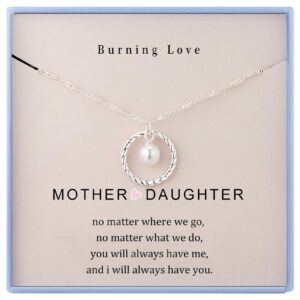 burning love mother daughter necklace gifts for mom from daughter sterling silver circle necklace for women christmas holiday jewelry