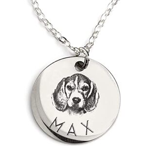 mignonandmignon personalized pet gifts custom pet jewelry dog necklace cat gift custom portrait unique gift lcn-ap (silver)