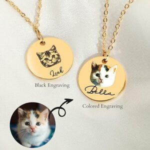 MignonandMignon Personalized Pet Gifts Custom Pet Jewelry Dog Necklace Cat Gift Custom Portrait Unique Gift LCN-AP (Silver)