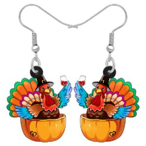 newei acrylic thanksgiving anime turkey chicken earrings for women fashion charm jewelry gifts (azure)