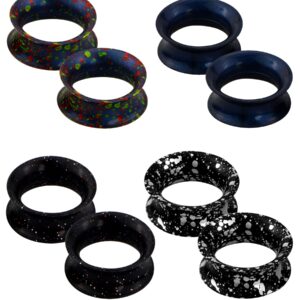 Jewseen Soft Silicone Gauges Ear Plugs Flexible Ear Gauges 6g to 1'' Double Flared Flesh Tunnels 8Pcs Piercing Jewelry