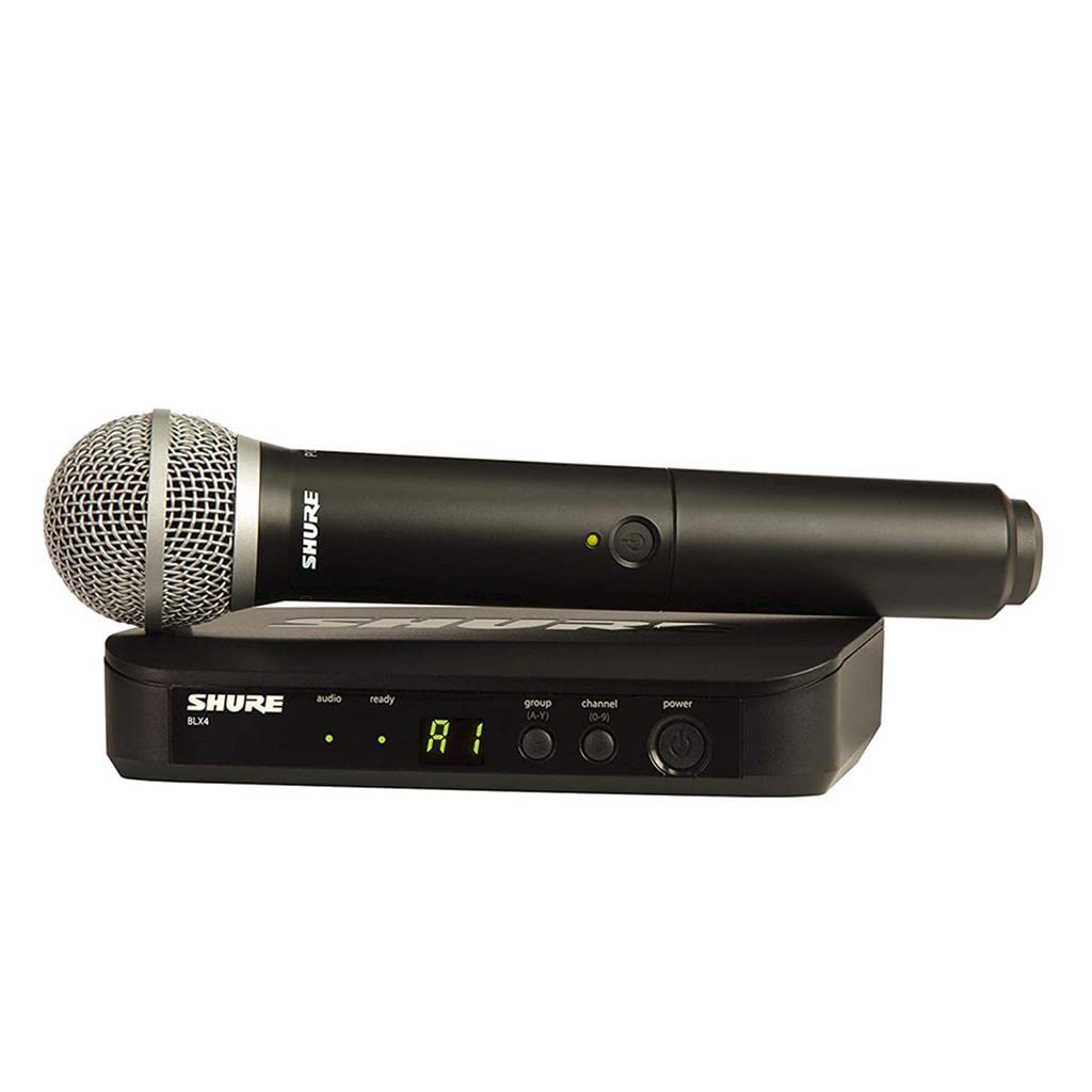 Shure BLX24/PG58 UHF Wireless Microphone System - Perfect for Church, Karaoke, Vocals - 14-Hour Battery Life, 300 ft Range | Includes PG58 Handheld Vocal Mic, Single Channel Receiver | J11 Band