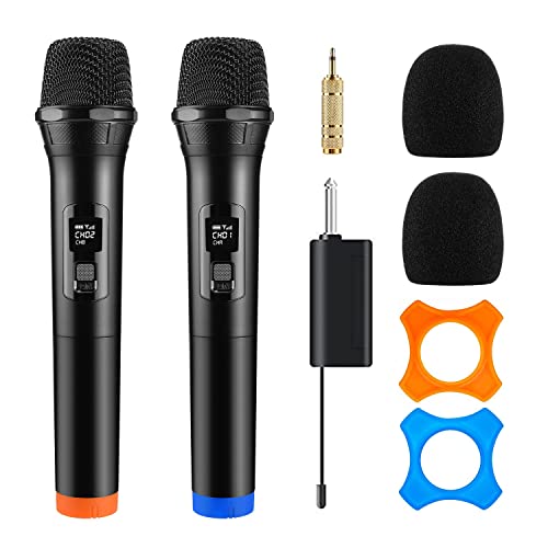 FerBuee Wireless Microphone Dual Professional Cordless Dynamic Mic Handheld Microphone System for Amplifier, PA System, Karaoke, Meeting, Party, Church, DJ, Wedding, 100ft