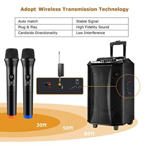 FerBuee Wireless Microphone Dual Professional Cordless Dynamic Mic Handheld Microphone System for Amplifier, PA System, Karaoke, Meeting, Party, Church, DJ, Wedding, 100ft