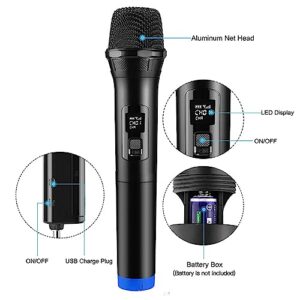 FerBuee Wireless Microphone Dual Professional Cordless Dynamic Mic Handheld Microphone System for Amplifier, PA System, Karaoke, Meeting, Party, Church, DJ, Wedding, 100ft