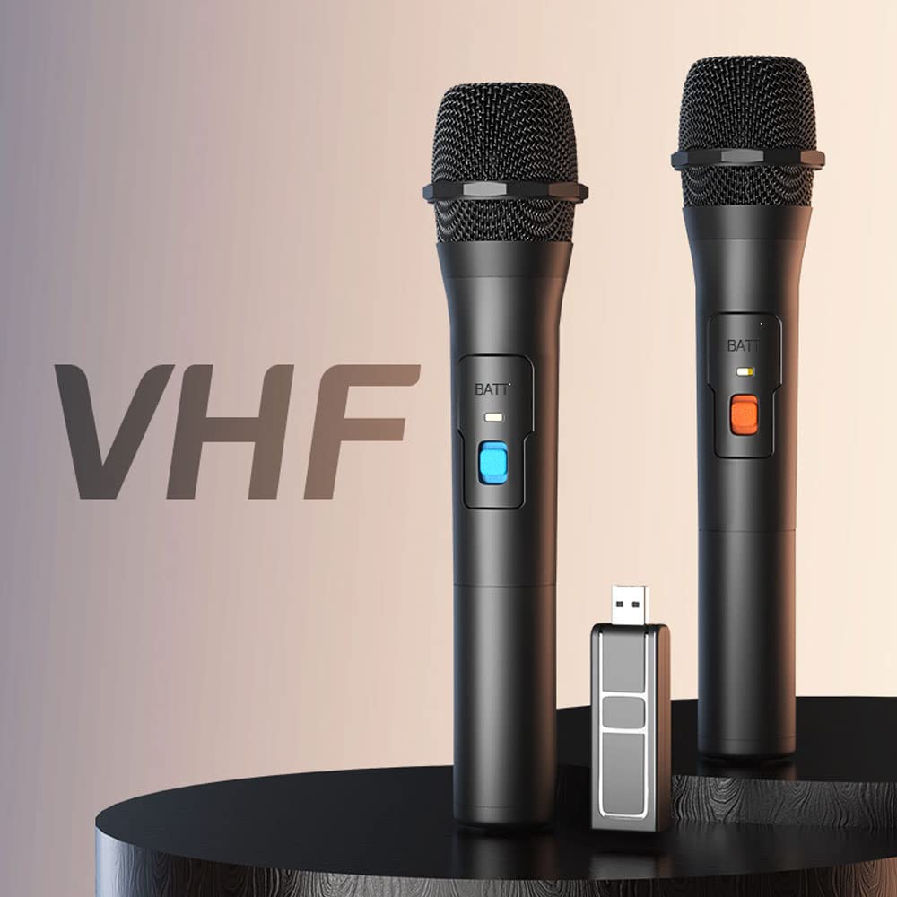 VOVIGGOL VHF Wireless Microphone, Universal Handheld Karaoke Mic Speaker, Over 110 DB Outdoor Indoor Cordless Microphone System with USB Reciver for Singing, Karaoke, Speech, Wedding, Church