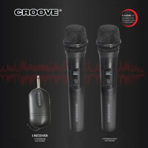 Wireless UHF Microphones, 2 Pack Karaoke Wireless Dual Handheld Dynamic Mic System Set Microphone with Receiver 80ft Range, 6.35mm Jack, Portable Voice Amplifier, Pa Singing Machine