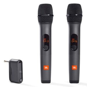 jbl wireless two microphone system with dual-channel receiver, black