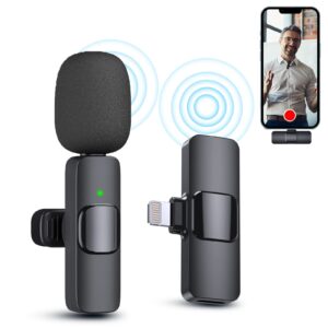 pqrqp wireless mini microphone, omnidirectional lavalier microphone for iphone ipad, professional microphone for video recording, youtube, vlog, tiktok