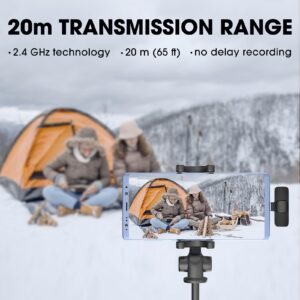 KMAG Mini Wireless Lavalier Microphones for iPhone 15 Android Phone Laptop Computer USB C Small Wireless Microphone for Video Recording Vlogging TikTok YouTube with an Extra USB Adapter