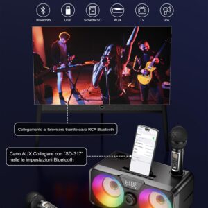 Karaoke Machine for Adults Kids with 2 UHF Wireless Microphones,Portable Bluetooth Singing PA Speaker System with LED Lights for Home Party,Outdoor/Indoor/Wedding,Church,Picnic,Birthday Gifts.