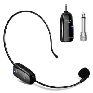 xiaokoa uhf12 wireless microphone headset, 160ft range, dual micro usb charging, suitable for teaching, stage performers, fitness instructors