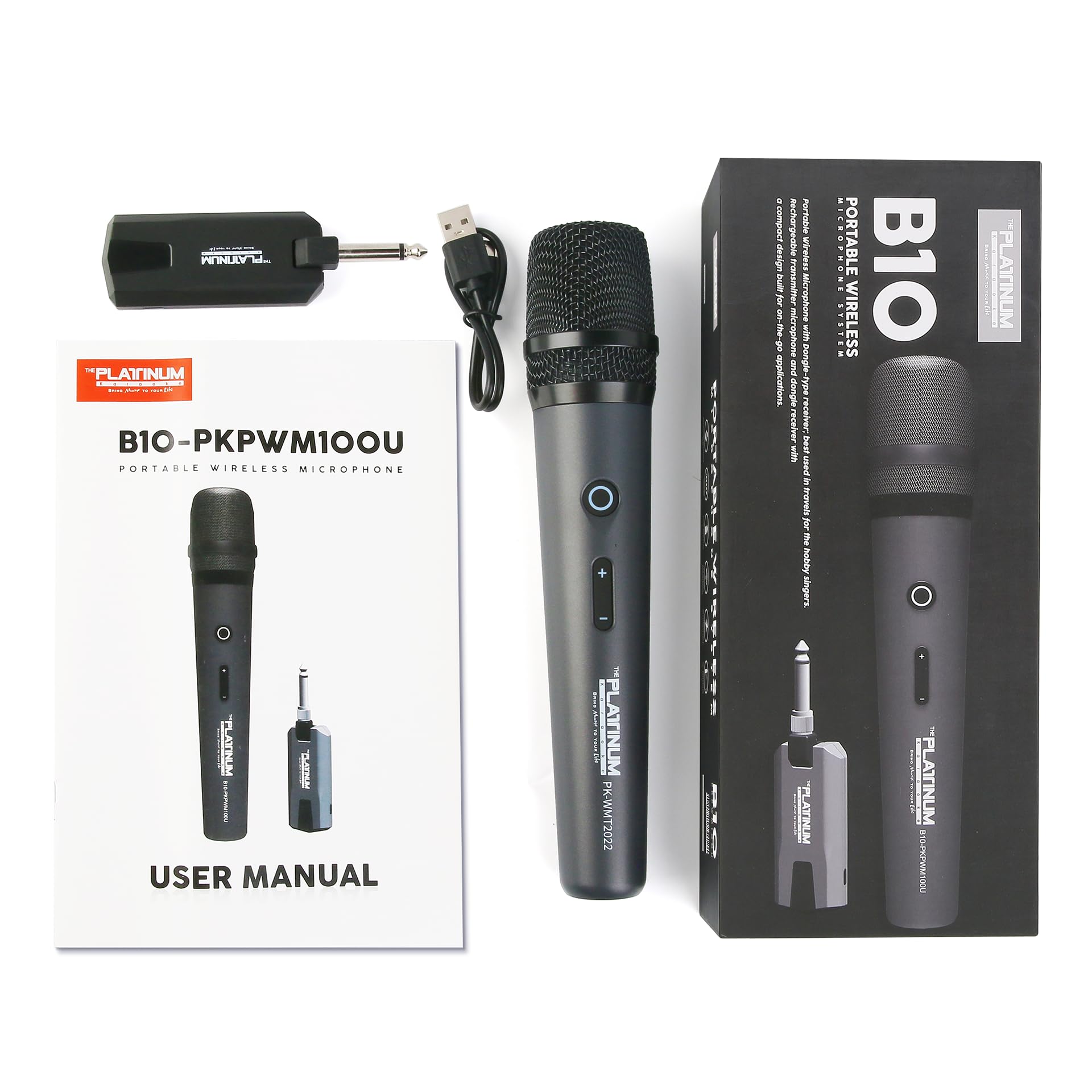 The Platinum Wireless Microphone, UHF Handheld Dynamic Multipurpose Microphone with Volume Control and Rechargeable Receiver, Karaoke Mic for Speaker, Party, Church, Meeting, Wedding