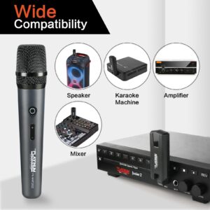 The Platinum Wireless Microphone, UHF Handheld Dynamic Multipurpose Microphone with Volume Control and Rechargeable Receiver, Karaoke Mic for Speaker, Party, Church, Meeting, Wedding