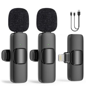 nichom wireless lavalier microphone for iphone/ipad mini clip-on microphone wireless for iphone video recording denoise omni lav lapel mic for interview/youtube/vlog/live stream/tiktok/content creator