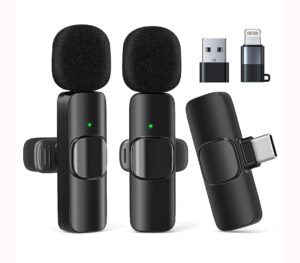 z innovations wireless lavalier microphone, dual omnidirectional, plug-and-play, compatible with ios and android, ideal for vlogging, live streaming, interviewing, and recording