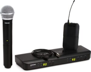 shure blx1288/cvl uhf wireless microphone system - perfect for church, karaoke, stage, vocals - 14-hour battery life, 300 ft range | includes handheld & lavalier mics, dual channel receiver | h10 band