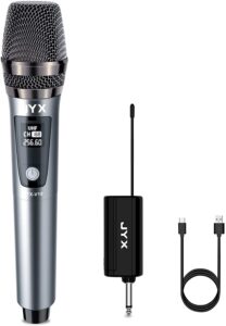 jyx wireless microphone, professional uhf metal handheld dynamic mic system with rechargeable receiver 1/4''(6.35mm) plug, for amplifier, pa system, karaoke singing, wedding, party, speech, church