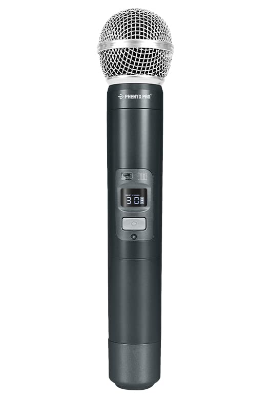 Phenyx Pro Professional Wireless Microphone, UHF Dynamic Microphone, Metal Cordless Microphone, Handheld Microphone for PTU-71/PTU-7000/PTU-6000 with Selectable Frequencies (PWH-7)