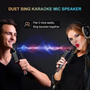 BONAOK Karaoke Microphone, Portable Wireless Bluetooth Karaoke Mic for Adults&Kids Car Home Outdoor Party, Karaoke Machine for PC/All Smartphone G50 Black