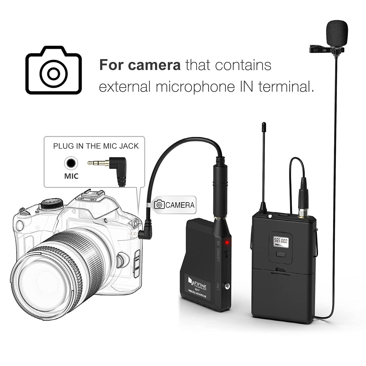 FIFINE Wireless Microphone System, Wireless Microphone set with Headset and Lavalier Lapel Mics, Beltpack Transmitter and Receiver,Ideal for Teaching, Preaching and Public Speaking Applications-K037B