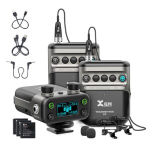 xvive u5t2 wireless lavalier microphone system for dslr cameras, camcorders,with 2.4ghz dual-channel, noise reduction, mute,hold switch