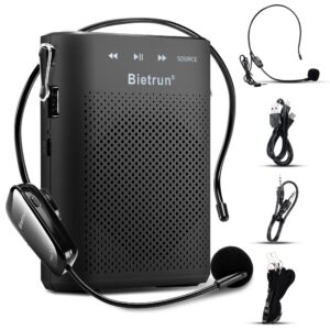 bietrun voice amplifier for teachers with bluetooth, portable rechargeable wireless voice amplifier with headset microphone portable megaphone speaker for teaching, coach, instructor, tour guide