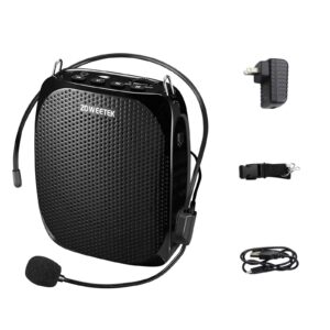 zoweetek zw-z258 portable rechargeable mini voice amplifier for teachers with wired microphone headset and waistband,supports mp3 format audio for singing,training,speech,tour guide,power amplifiers