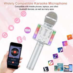 Verkstar Karaoke Microphone, 5-in-1 Wireless Bluetooth Karaoke Mic for Adults Kids, Handheld Mics Speaker with LED Lights,Christmas Birthday Gifts for All Ages