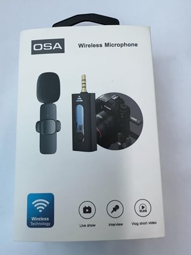 OSA Wireless Lavalier Microphone, wireless Microphone for iPhone, Android Phone, Camera, Clip-on Plug & Play Auto-sync and Noise Reduction for Video Recording, Interview