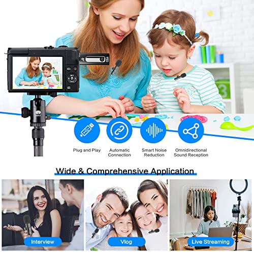 OSA Wireless Lavalier Microphone, wireless Microphone for iPhone, Android Phone, Camera, Clip-on Plug & Play Auto-sync and Noise Reduction for Video Recording, Interview