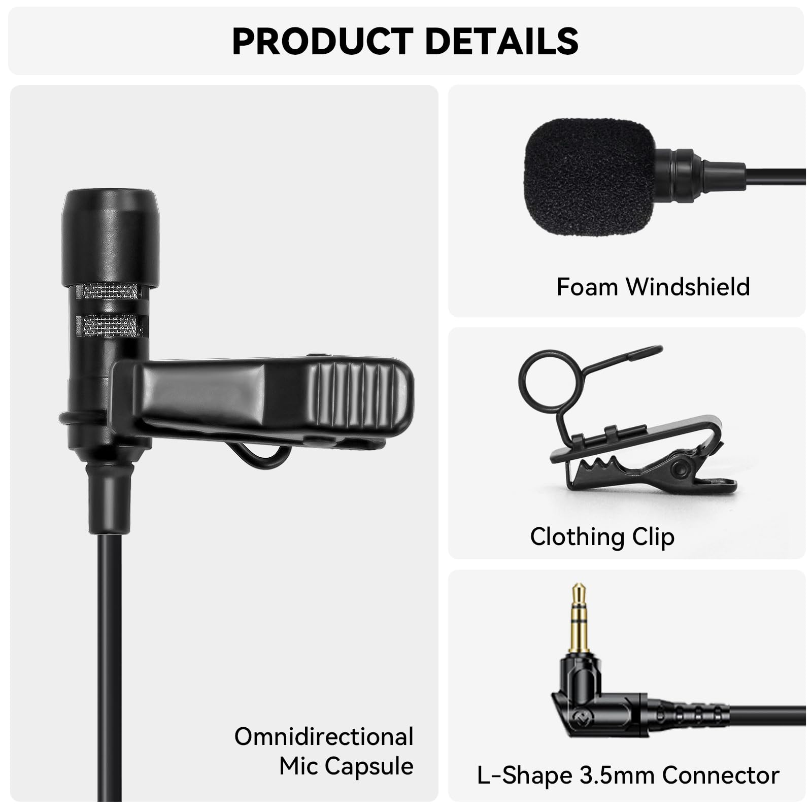 Hollyland Lark Max Wireless Microphone Bundle with 3.5mm External Clip on Lavalier Mic