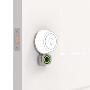 lockly access touch, 3d biometric fingerprint sensor, retrofit smart lock, turn any deadbolt into a smart lock (satin nickel)