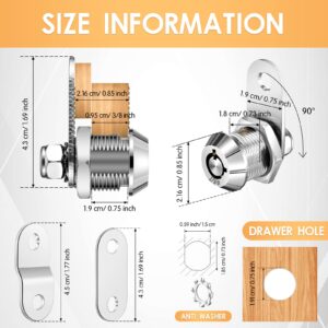 10 Sets RV Storage Locks 5/8 Inch Tubular Cam Lock RV Cabinet Lock Set Cylinder Replacement Lock Hardware Storage Door Files Drawers Mailbox, Chrome Finish Zinc Alloy