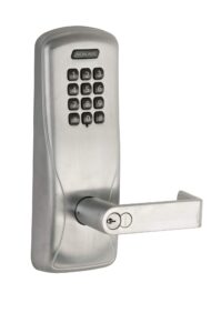 schlage electronics co-100 series standalone electronic lockset with keypad, cylindrical lock, accepts schlage fsic core, rhodes lever, satin chrome finish, for classroom or storeroom use