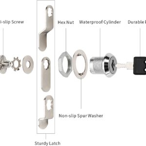 KNOKLOCK 2 Pack 5/8 Inch Cabinet Locks with Keys Cabinet Cam Lock Set Mailbox Locks Replacement Chrome Finish Zinc Alloy Desk Drawer Lock RV Storage Locks