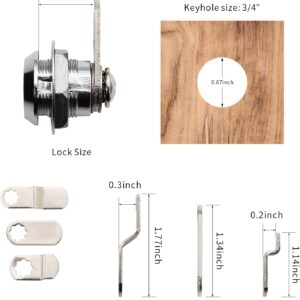 KNOKLOCK 2 Pack 5/8 Inch Cabinet Locks with Keys Cabinet Cam Lock Set Mailbox Locks Replacement Chrome Finish Zinc Alloy Desk Drawer Lock RV Storage Locks